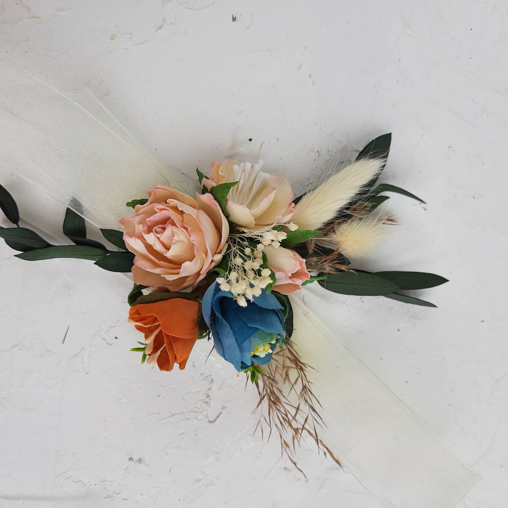 Fall Wedding Corsage Boutonniere Set: Burnt Orange & Ivory Roses - Etsy