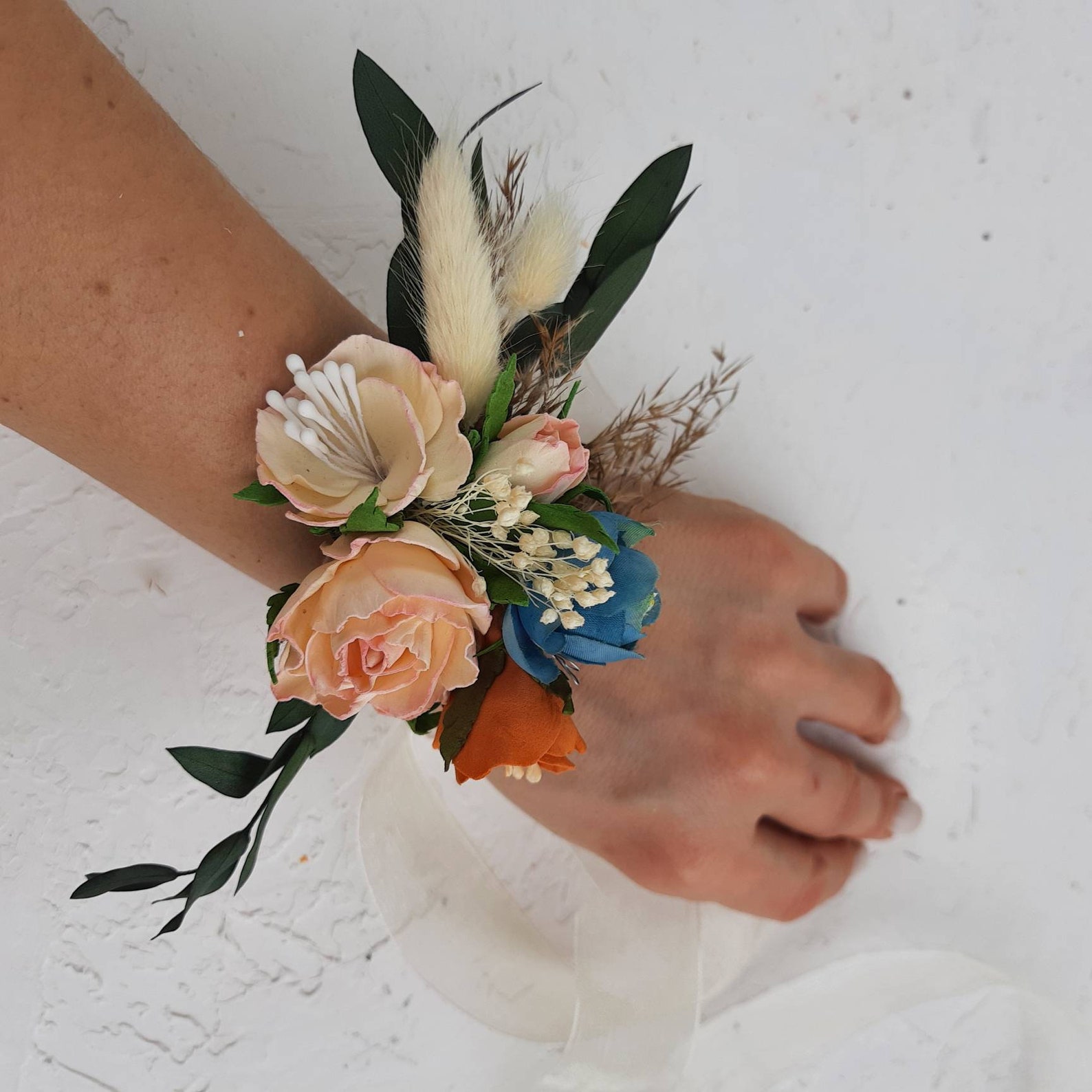 Fall Wedding Corsage Boutonniere Set: Burnt Orange & Ivory Roses - Etsy