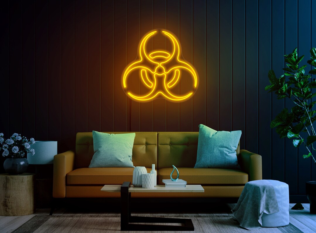 Biohazard Led Sign, Biohazard Logo, Biohazard Neon Sign, Toxic Neon ...
