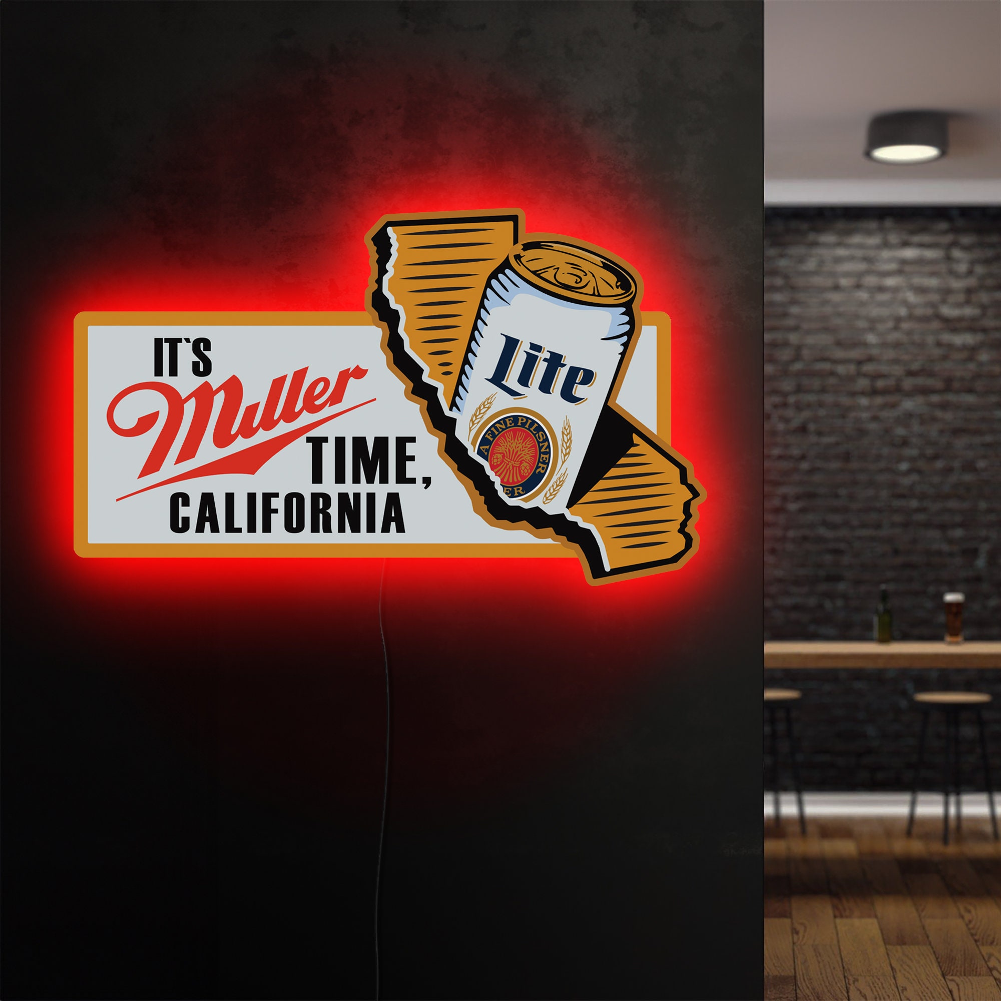 Its Miller Time California Sign, Miller Lite Neon Sign, Miller Lite ...