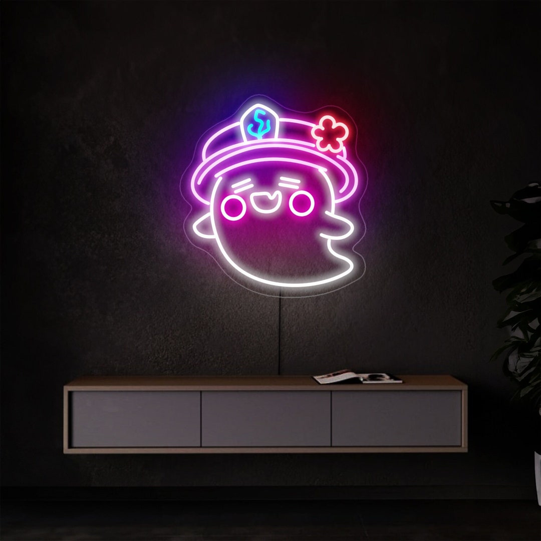 Boo Tao Neon Sign, Hu Tao Ghost Neon, Genshin Impact Neon, Gamer Neon ...