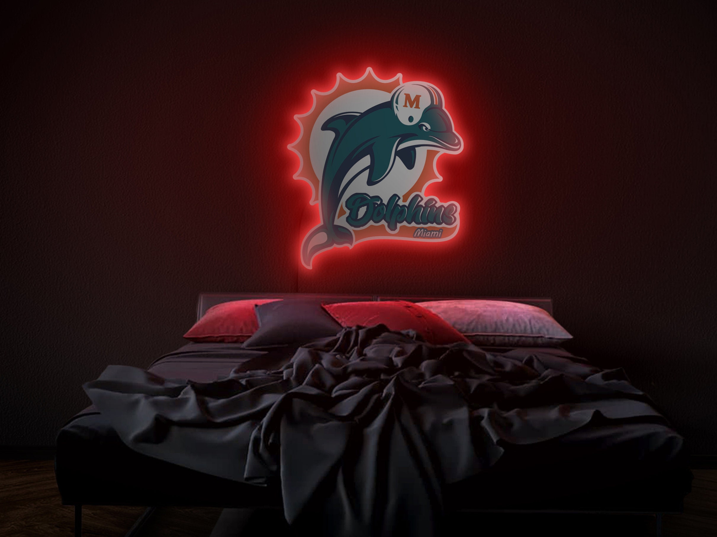 Miami Dolphins Neon Sign, Miami Dolphins Led Sign, Miami Dolphins Sign ...