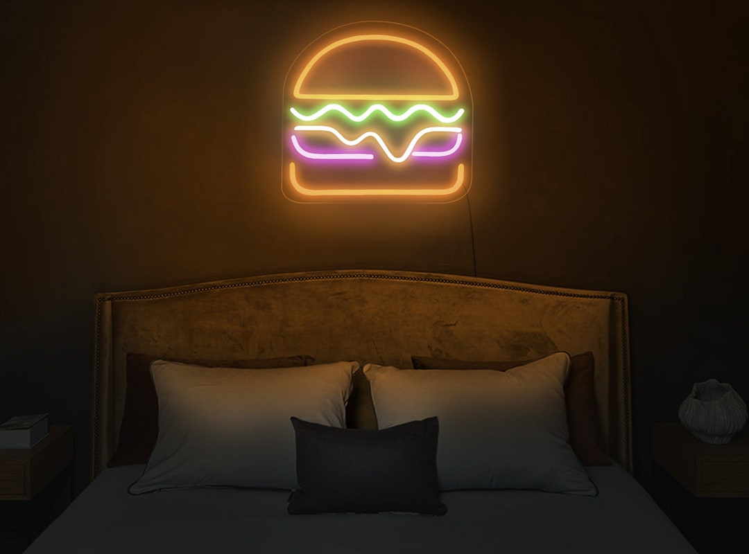 Burger Neon Light, Hamburger Neon Sign, Burger Light Sign, Fast Food ...