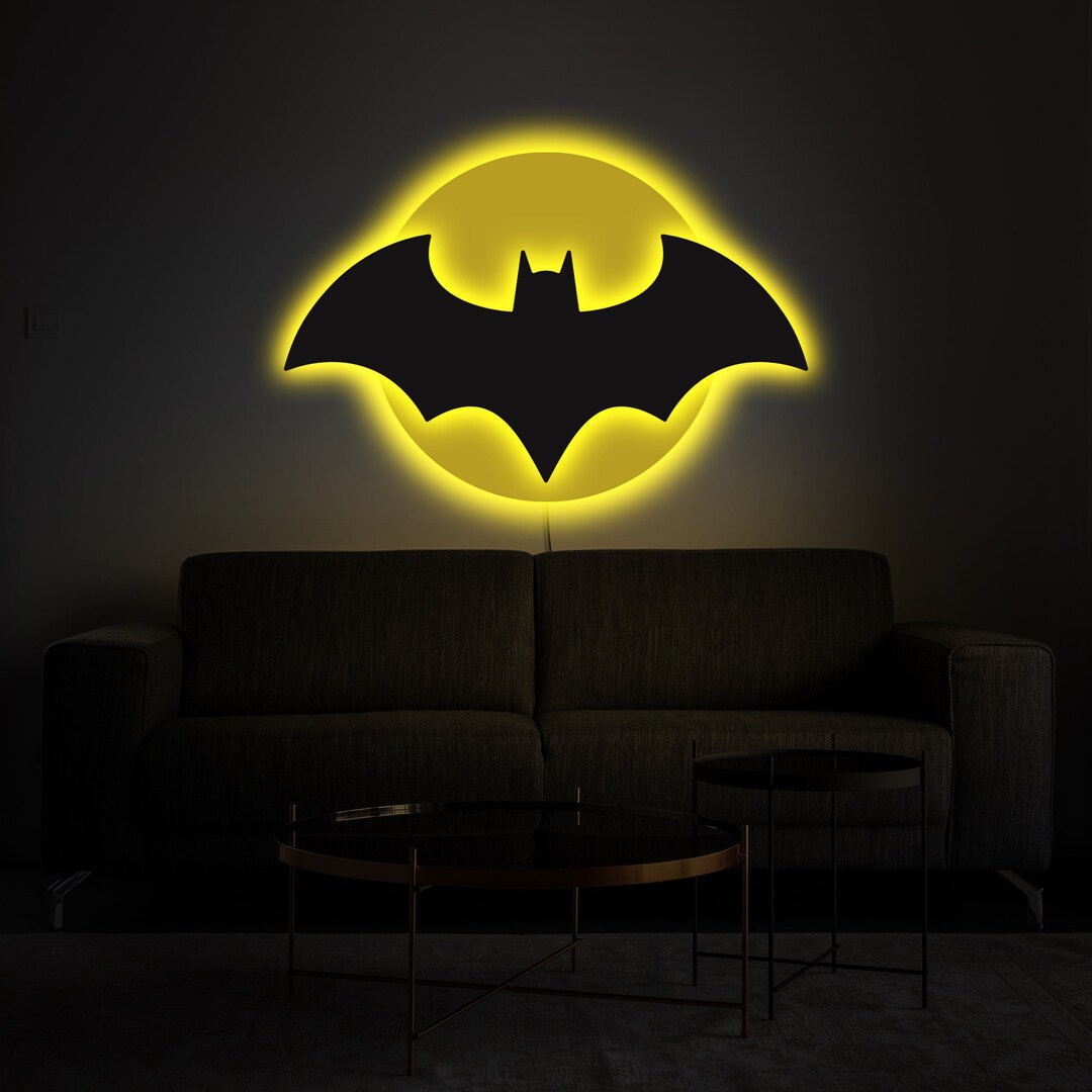 Bat Neon Light, Batsign Lighted, Bat Neon Sign, Comics Neon Sign ...