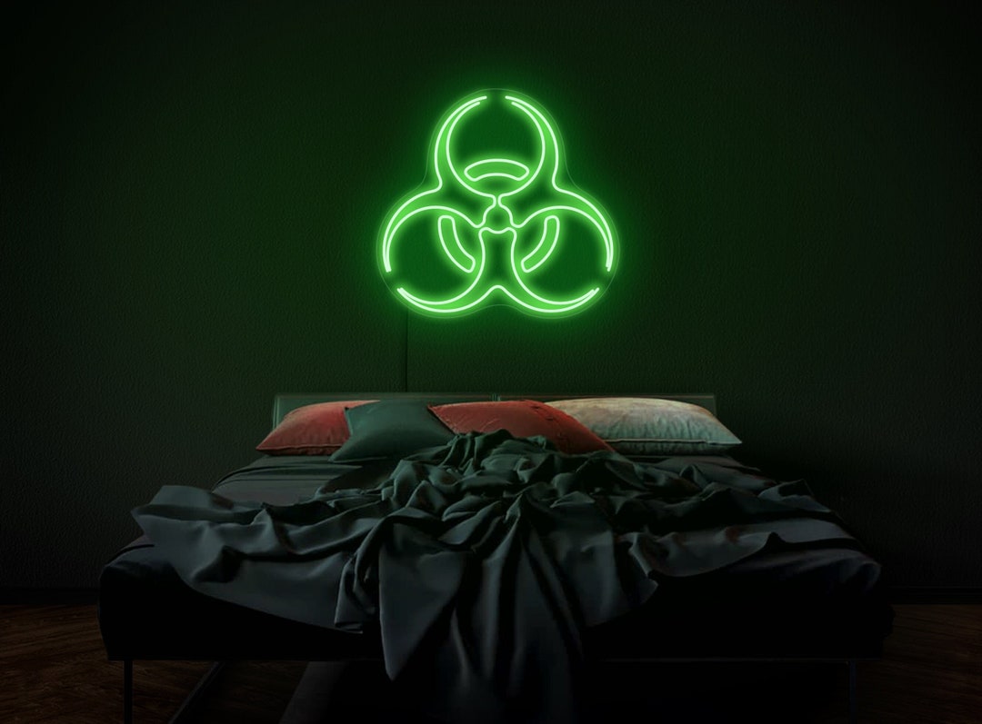 Biohazard Neon Sign, Biohazard Led Sign, Biohazard Sign, Biohazard Logo ...