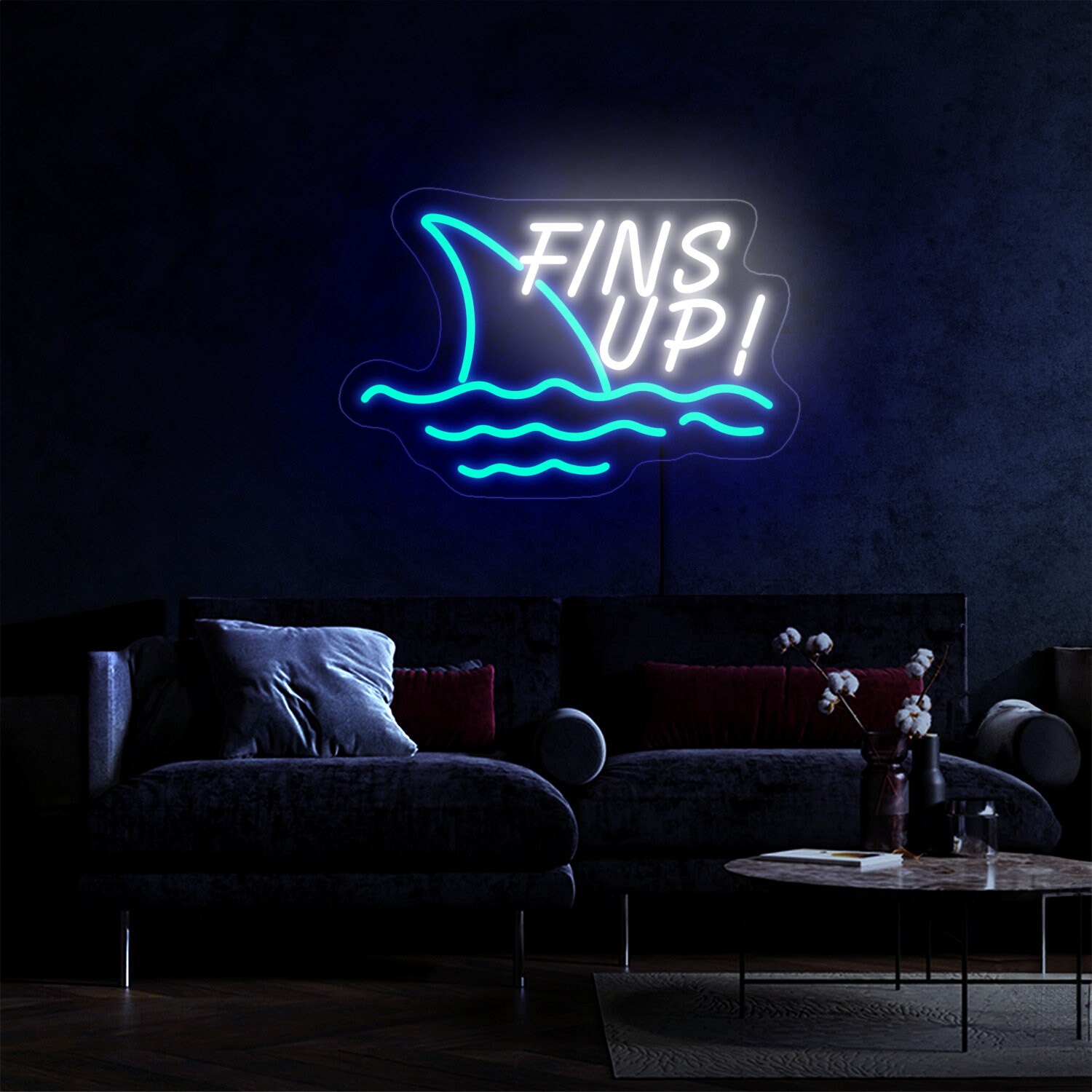 Fins up Neon Sign, Shark Fin Light Sign, Fins up Sign, Shark Led Sign ...