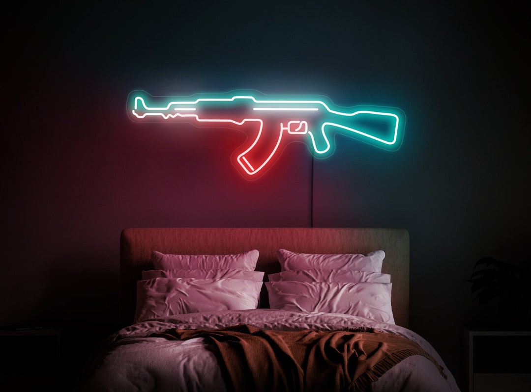 AK47 Neon Light, Rifle Neon Sign, AK47 Light Sign, Gun Neon Sign ...