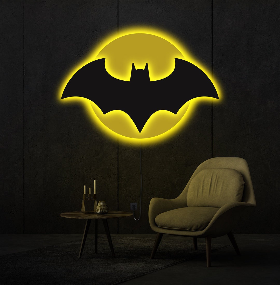 Bat Neon Sign, Batsign Light, Bat Led Sign, Bat Neon Light, Comics Neon ...