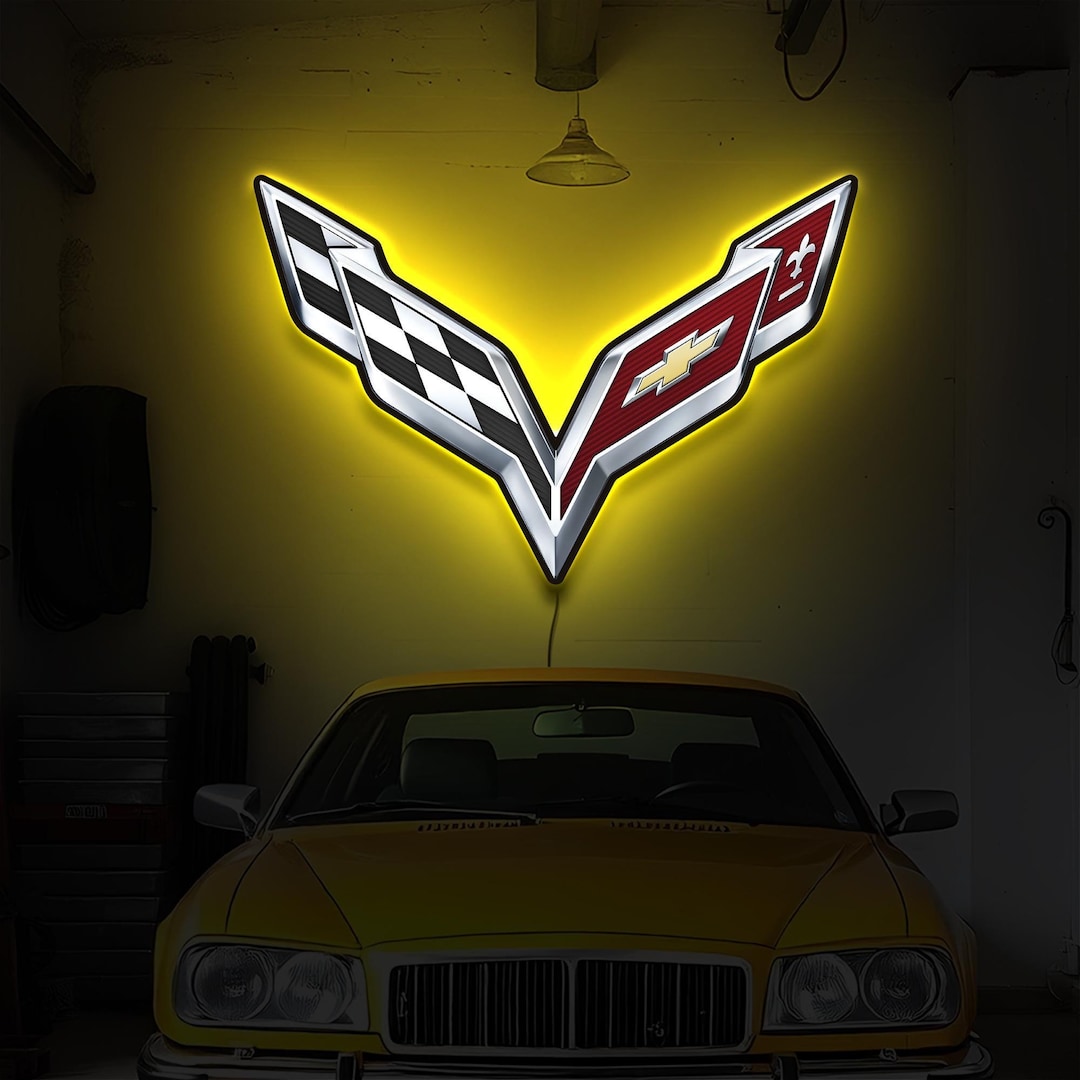 Corvette C7 Neon Sign, Corvette Garage Sign, Corvette Light up Signs ...