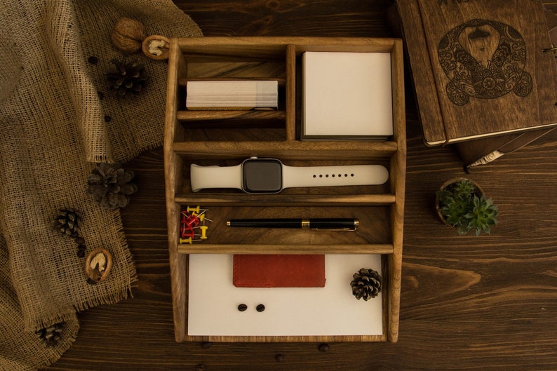 Stationery Set Office Desk Organizer Walnut Office Organizer - Etsy