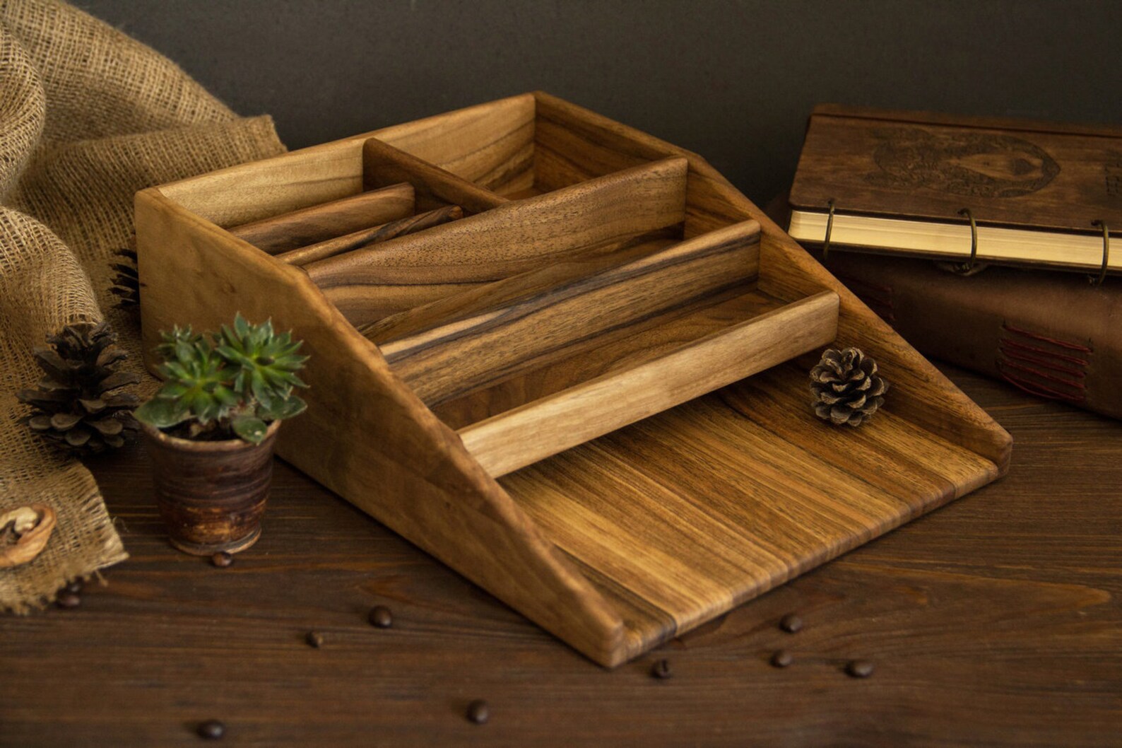 Stationery Set Office Desk Organizer Walnut Office Organizer - Etsy