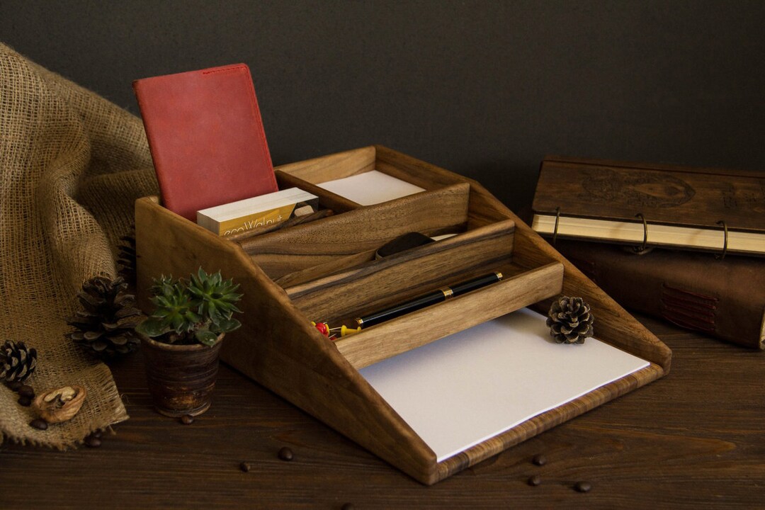 Stationery Set Office Desk Organizer Walnut Office Organizer - Etsy