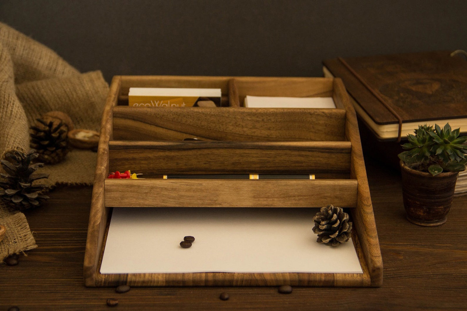 Stationery Set Office Desk Organizer Walnut Office Organizer - Etsy