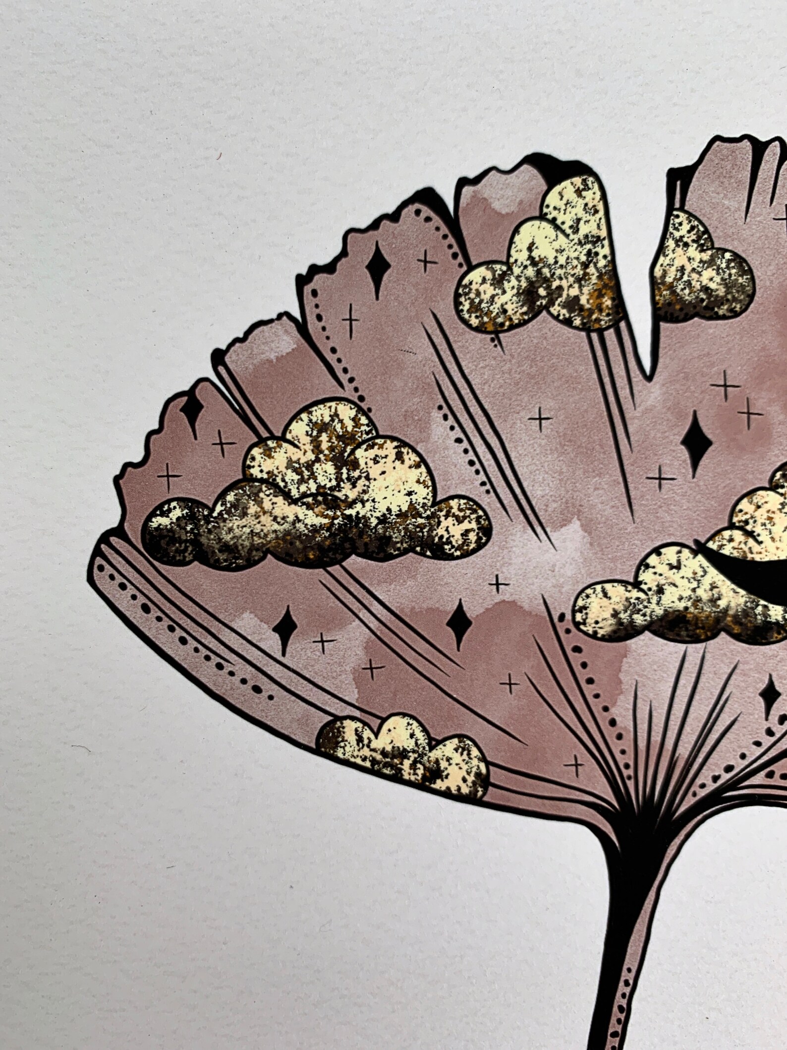 GINKO LEAF ARTPRINT Good Luck Gift Moon & Ginko Wall Art | Etsy