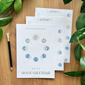 MOON CALENDAR 2025 With Included Cycle Tracker | Moon Phase Art Planner ...