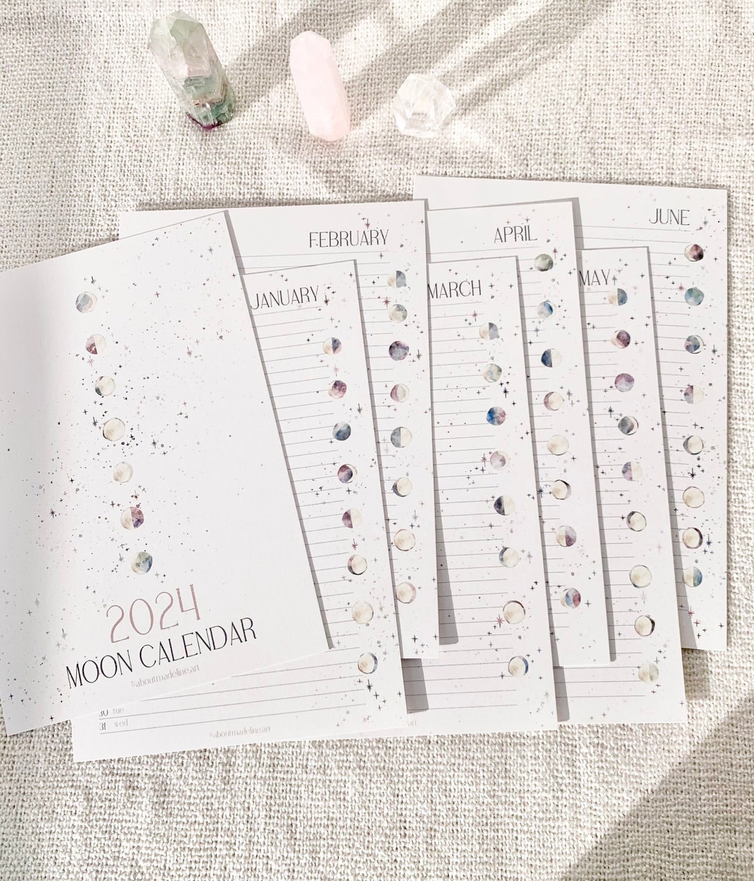 MOON CALENDAR 2024 With Included Cycle Tracker Moon Phase Art Planner ...
