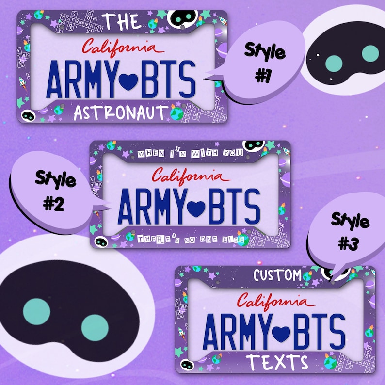 Custom License Plate Frame BTS License Plate Frame - Etsy