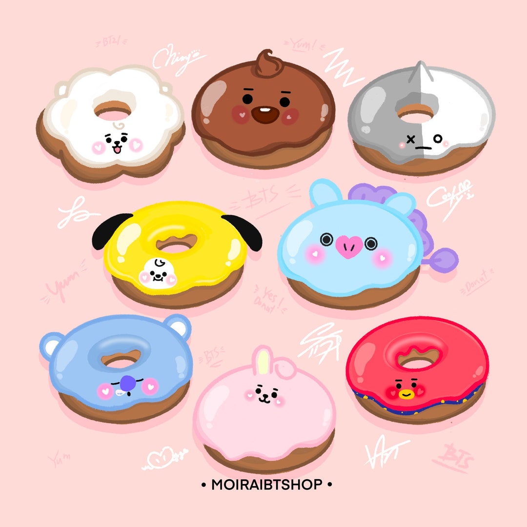 BT21 Donut Sticker | BTS X BT21 Sticker | Vinyl Sticker Paper - Etsy