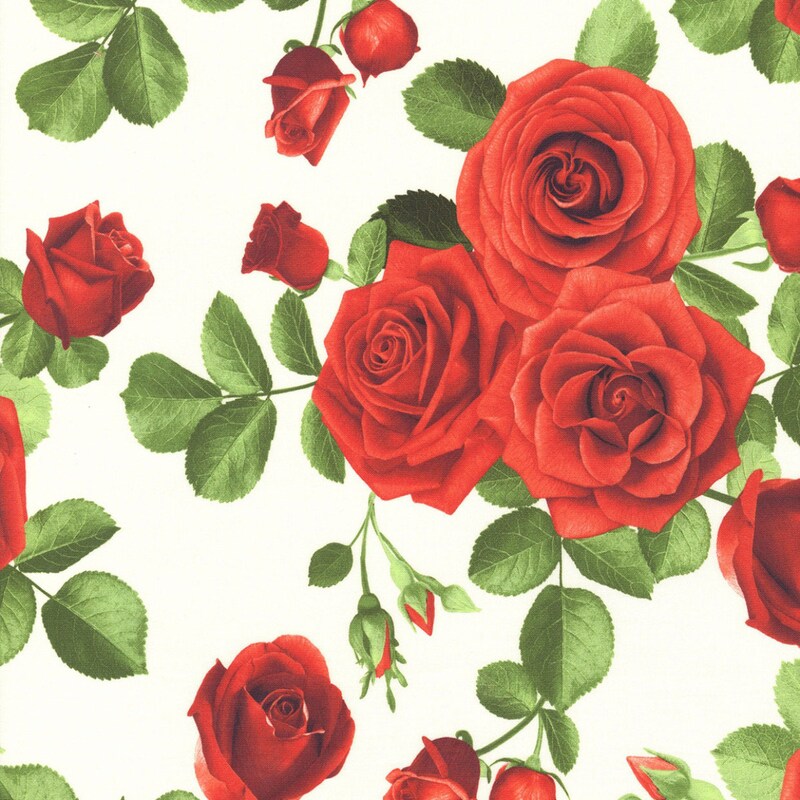 Red Rose Fabric - Etsy