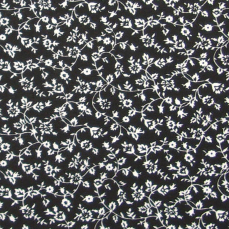 Black Floral Fabric - Etsy