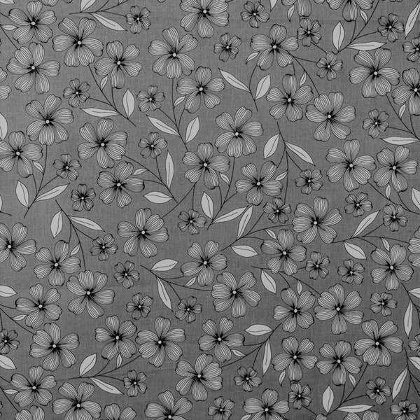 Gray Floral Fabric - Etsy