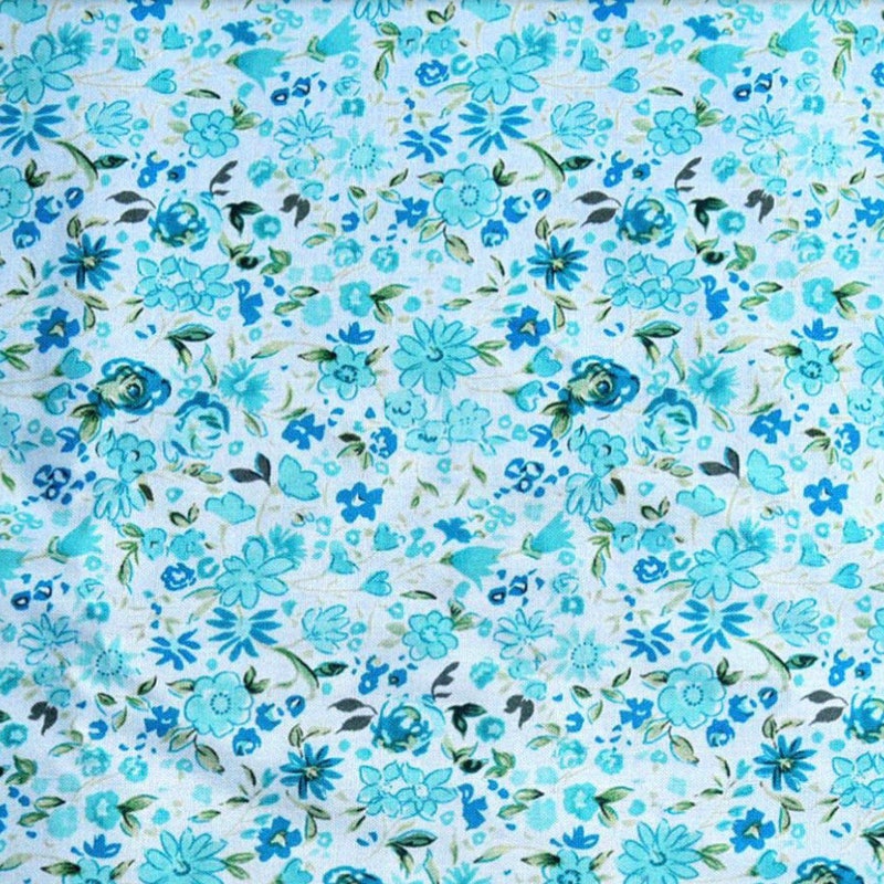 Teal Floral Fabric - Etsy