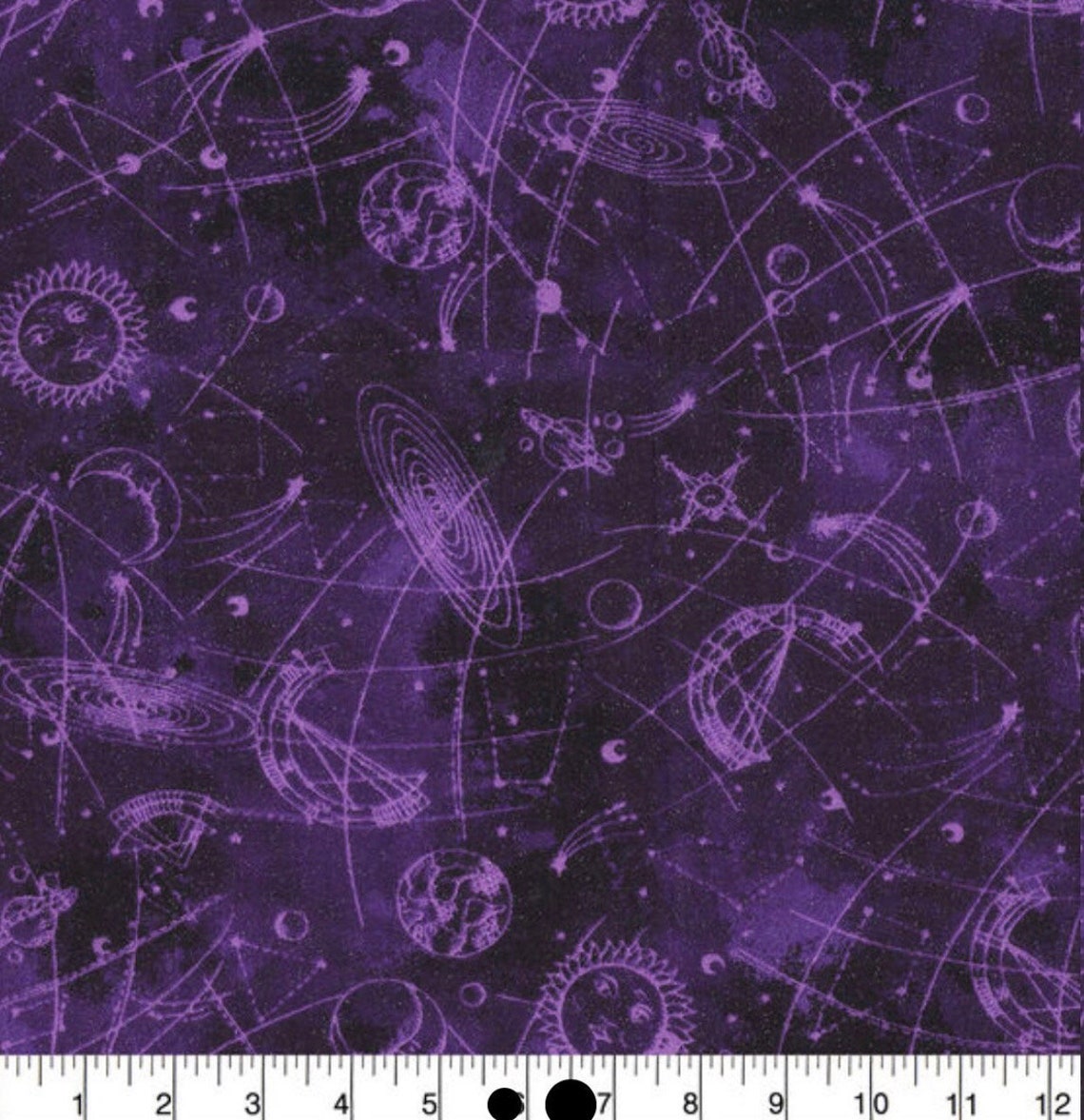 Purple Celestial Glitter Cotton Quilting Fabric BTY - Etsy