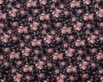 Pink Roses Fabric Dark Floral Black Roses on Black Jumbo Size by ...