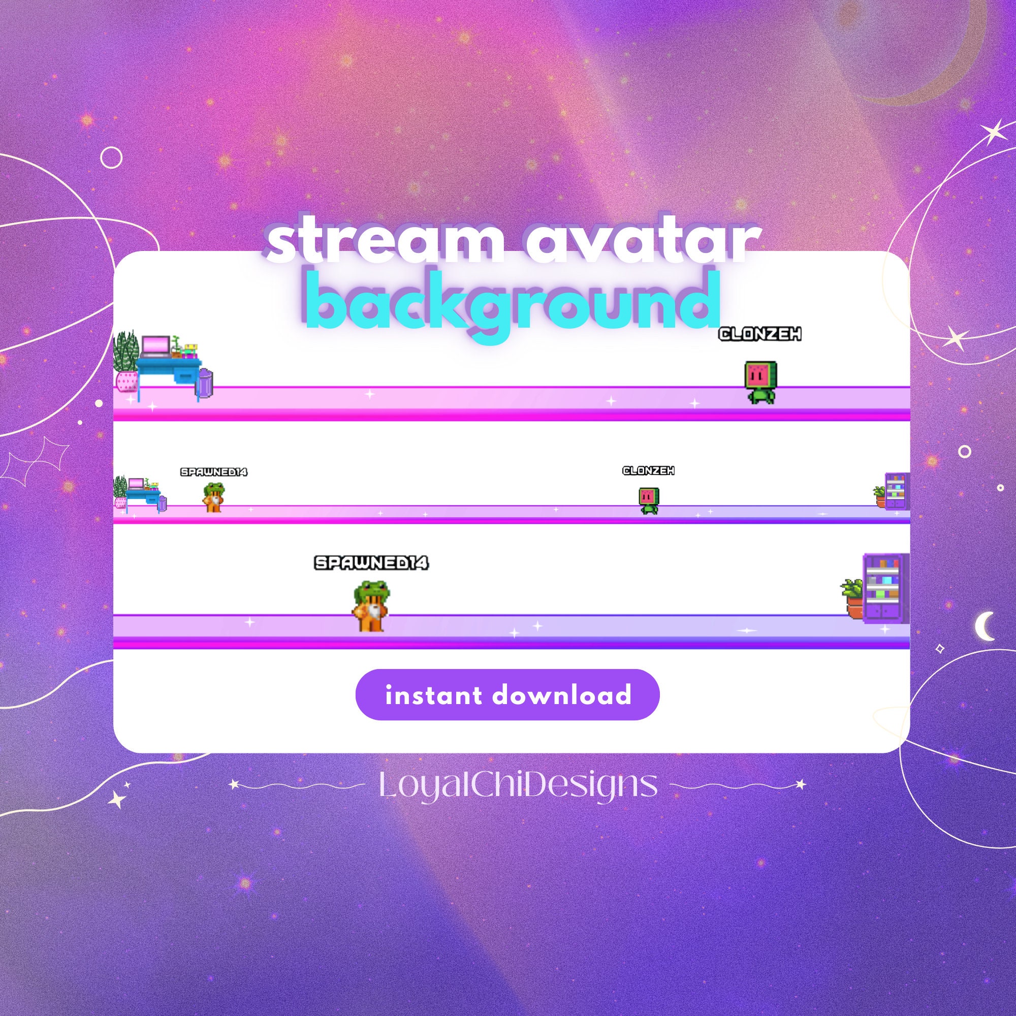 Cute Room Stream Avatar Background | Graphic Overlay | Twitch Streamer ...