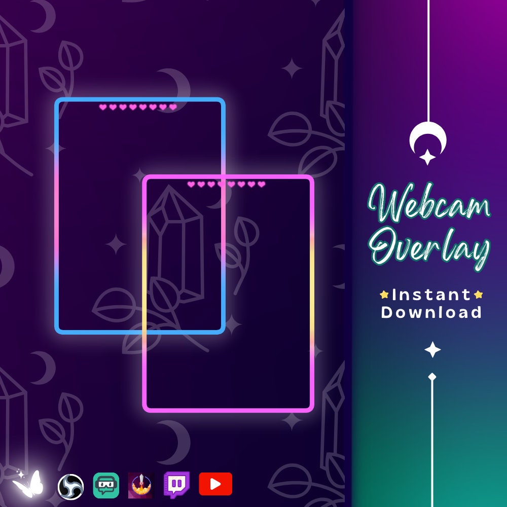 STREAM WEBCAM BORDER | Cute Tall Heart Border | Instant Download! | Obs ...