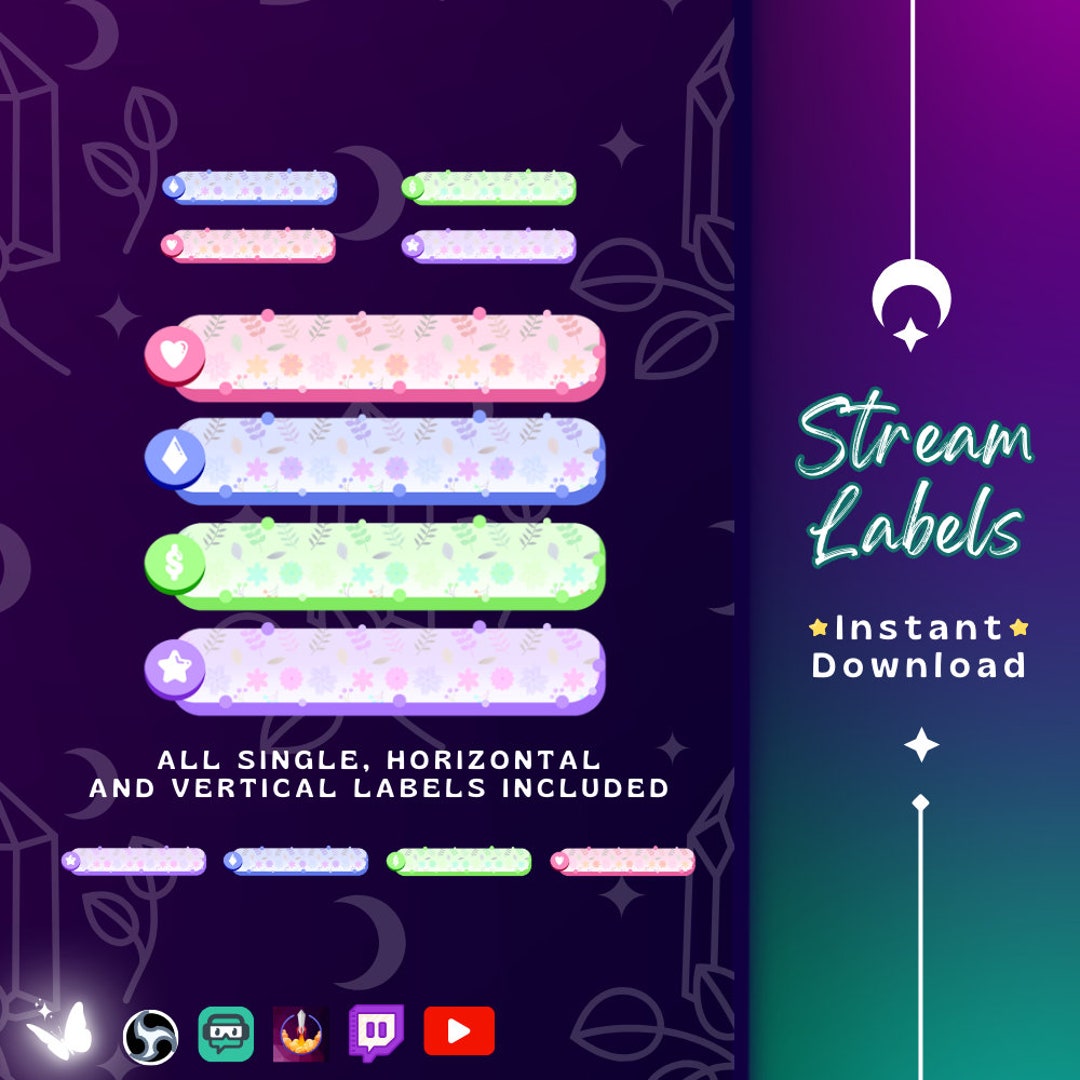 STREAM LABELS | Cute Plant Follow, Subscribe, Donation, Cheer Labels ...