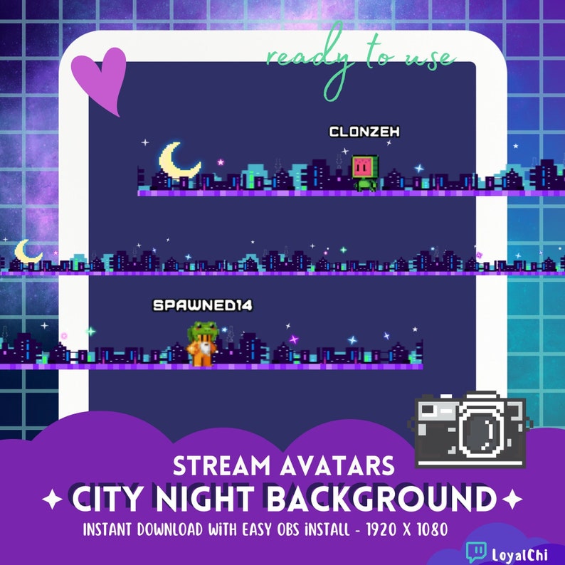 City Night Stream Avatar Background Graphic OBS Overlay - Etsy