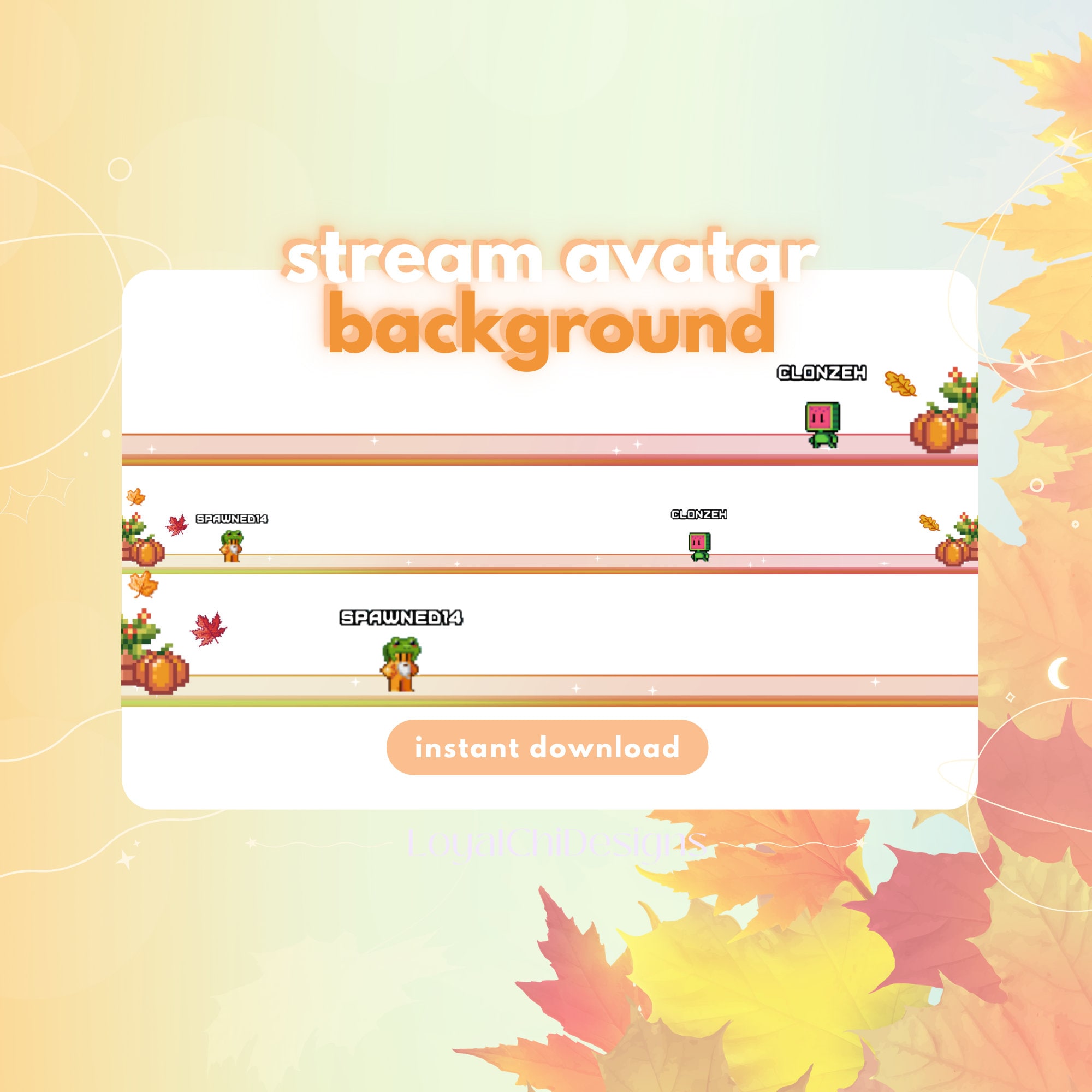 Fall Stream Avatar Background Graphic Overlay Twitch Streamer Digital ...