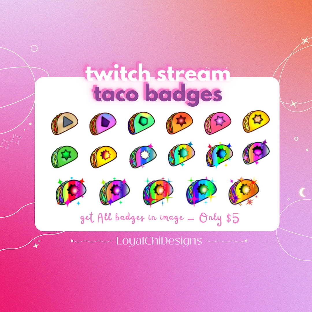 TACO TWITCH BADGES | Cheer Badges | Graphics | Ready to Use! - Etsy