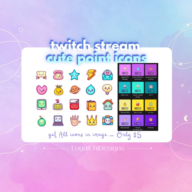 CUTE POINT ICONS | Twitch Channel Points | Graphics | Ready to Use! - Etsy