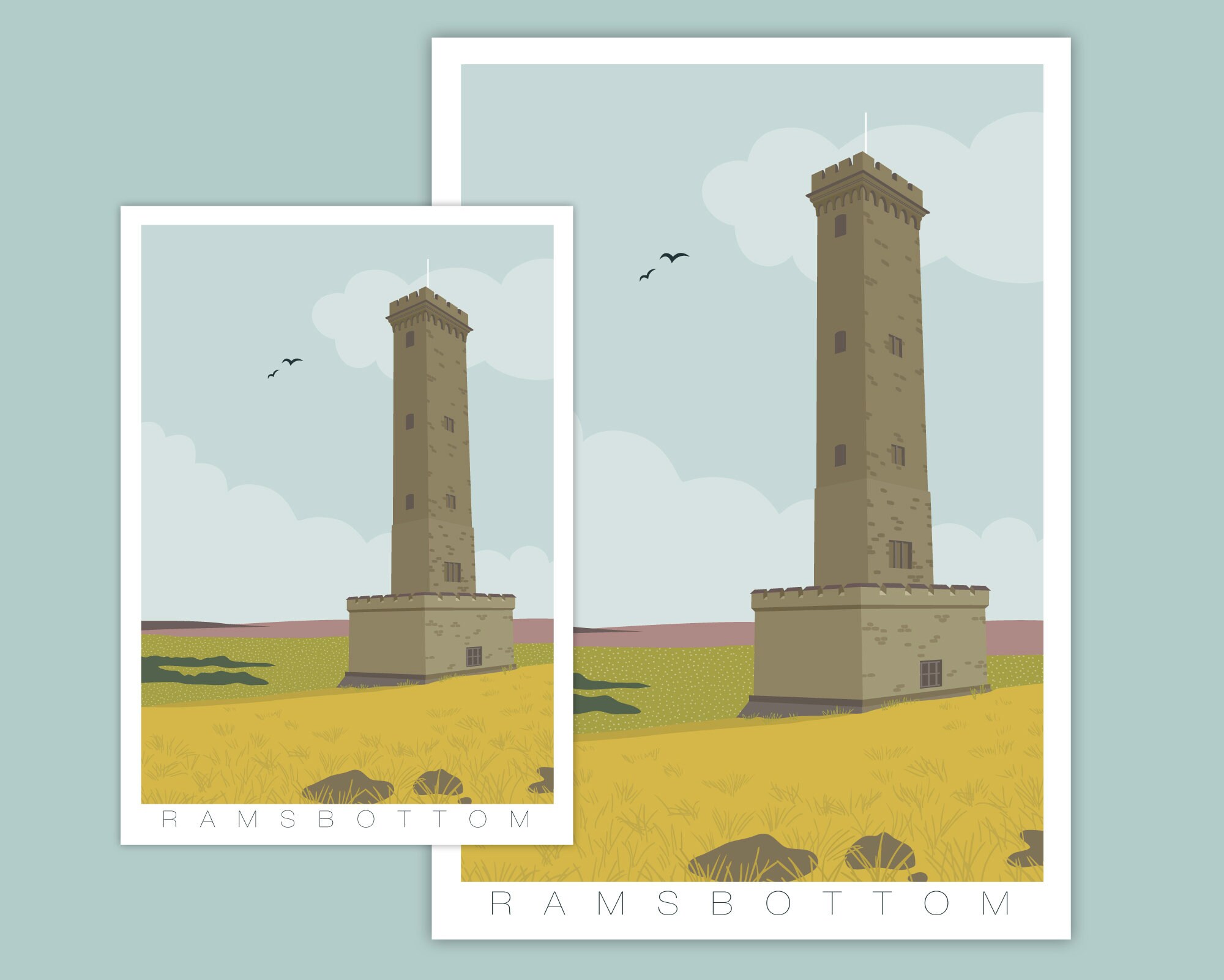 RAMSBOTTOM Peel Tower Bury Lancashire Art Graphic - Etsy UK
