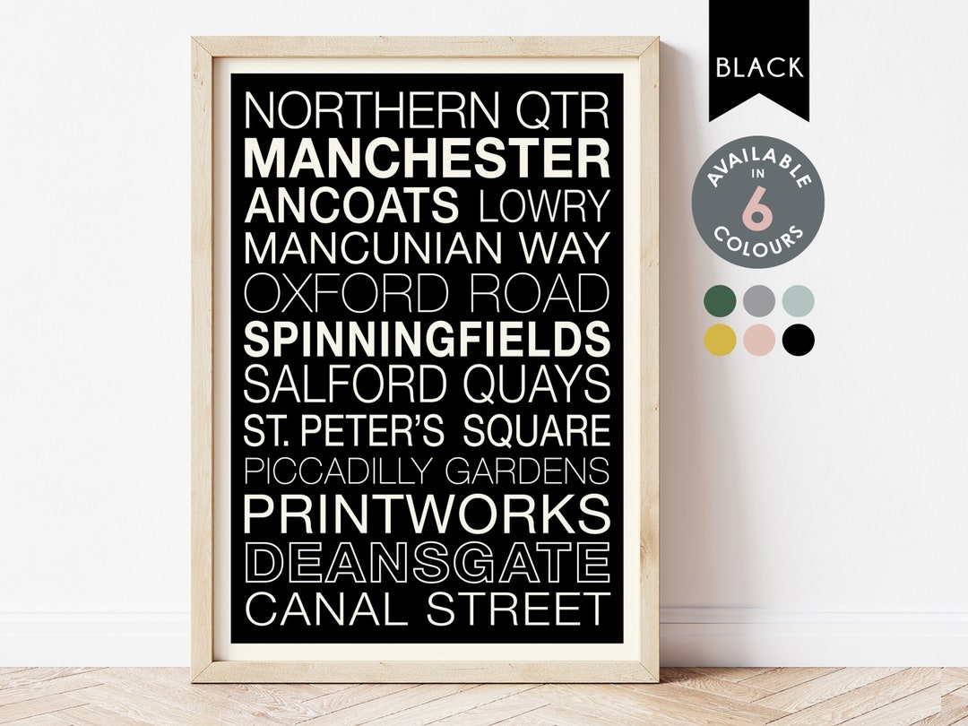 MANCHESTER Manchester Art Typography Print - Etsy New Zealand