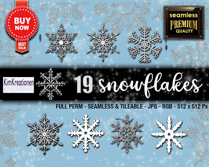 Snowflake Alpha Png Texture, Snowflakes Bundle, Seamless Tileable ...