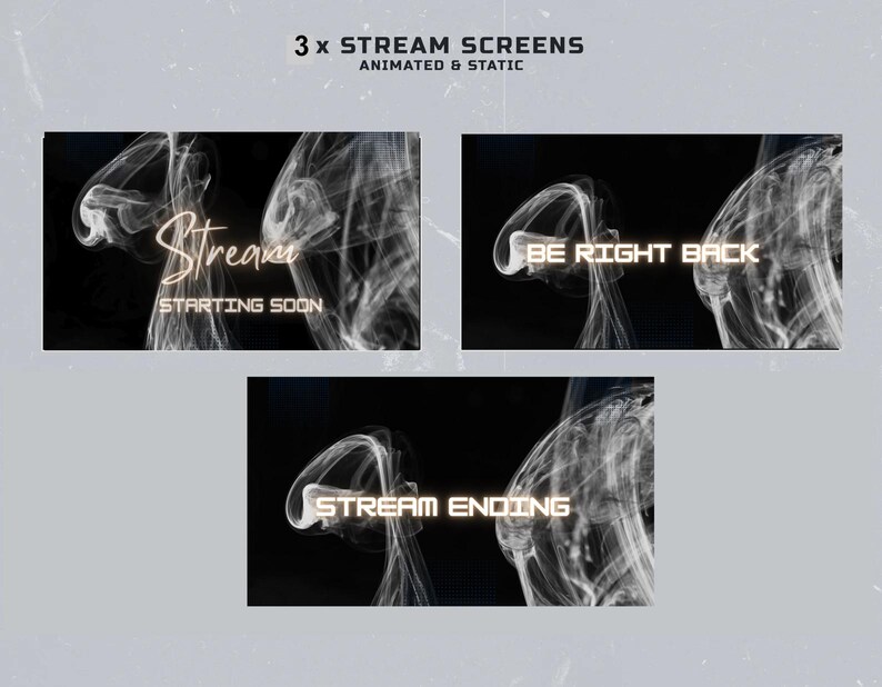 Animated Stream Overlays Pack - Black and White - Smoke - Mp4 - Etsy