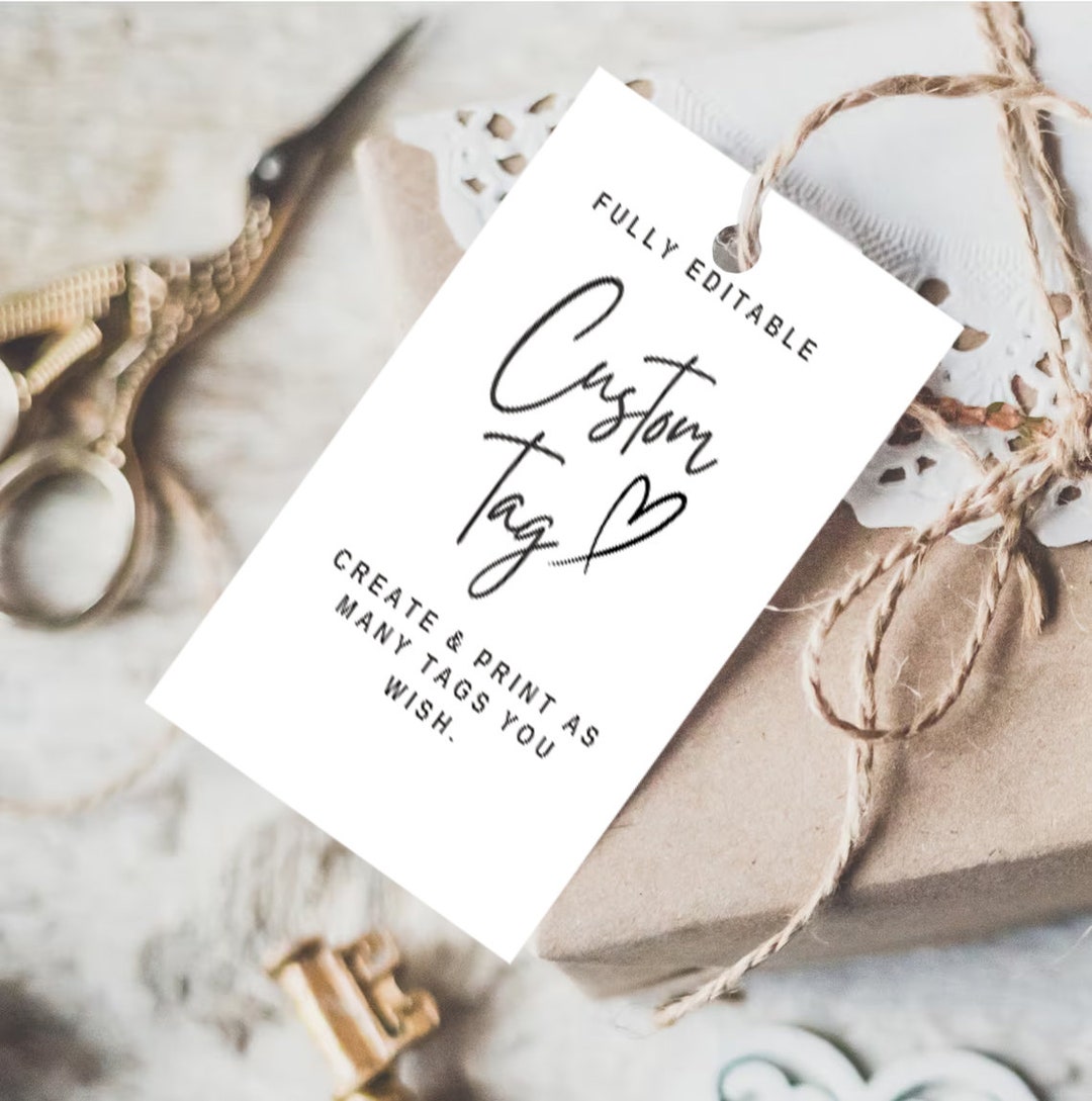 Editable Tags Instant Download, Calligraphy, Custom Tag, Minimalist Tag ...