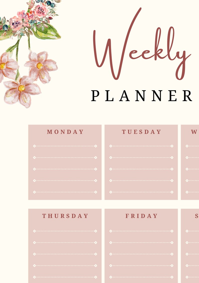 Weekly Planner Printable Landscape Minimalist Weekly - Etsy