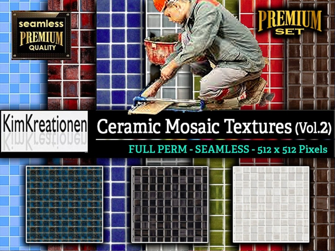 Ceramic Mosaic Textures vol.2, Digital Mosaic Floor Tiles, Digital Download Mosaic Textures ...
