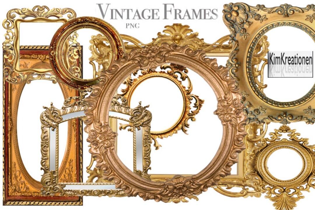 Vintage Antique Frames Mirror Png Digital Download, Old Classic Frames ...