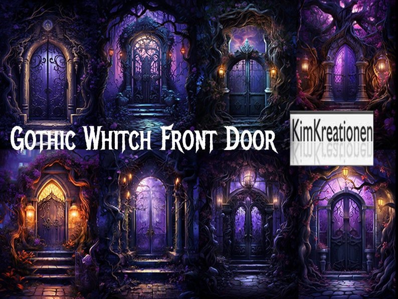 Gothic Front Door Purple Backdrop, Whitch Entrance, Gothic Entrance ...