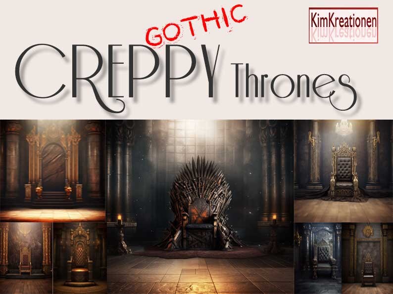 Creepy Thrones Spooky Throne Skull Thrones Digital Background ...