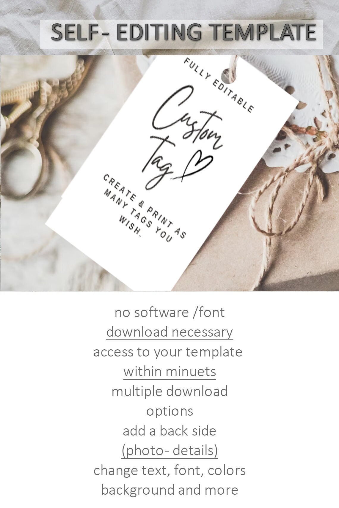 Editable Tags Instant Download, Calligraphy, Custom Tag, Minimalist Tag ...