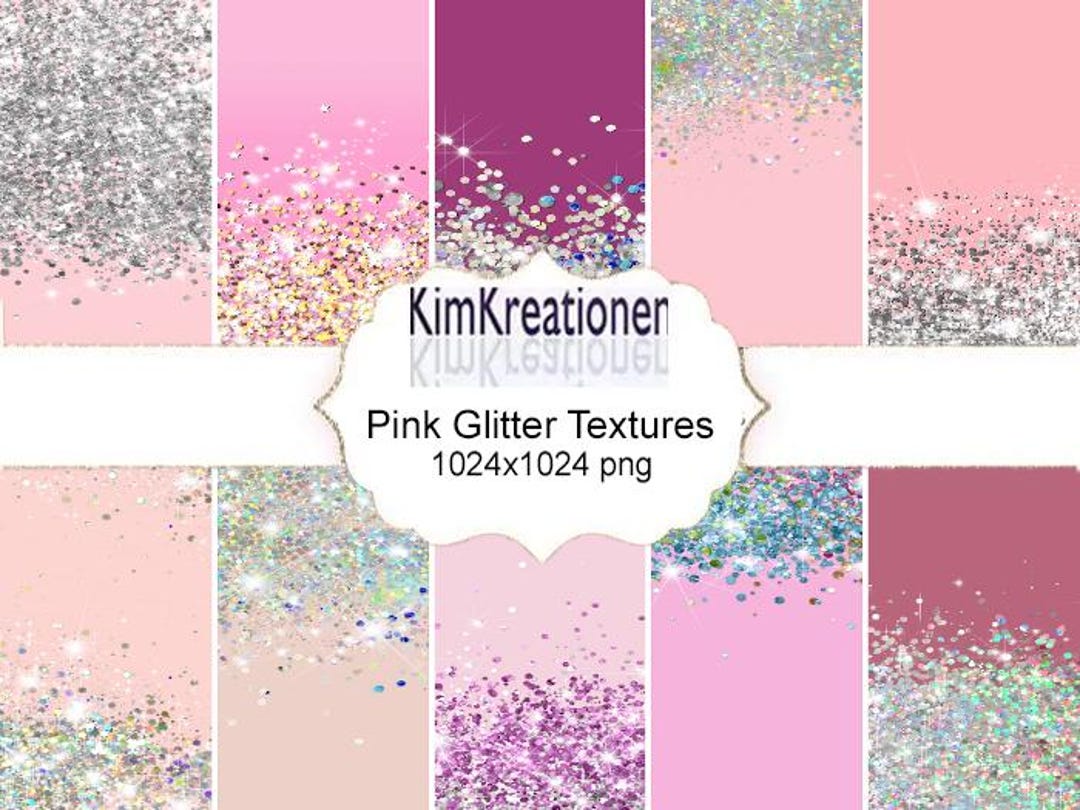 Pink Holographic Glitter Digital Paper, Printable Scrapbook Paper With ...