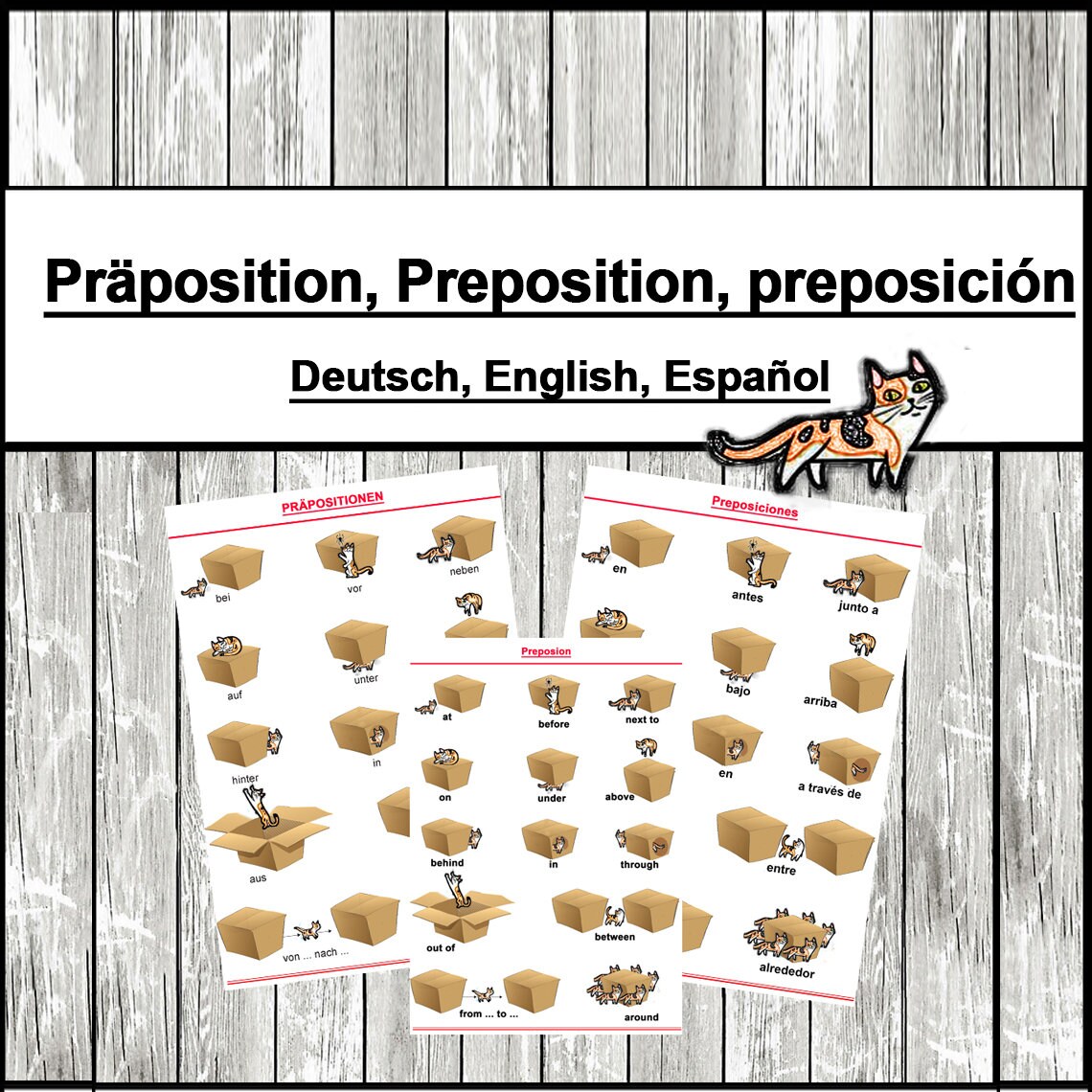 Montessori Preposition Learning, Montessori Language German, English ...