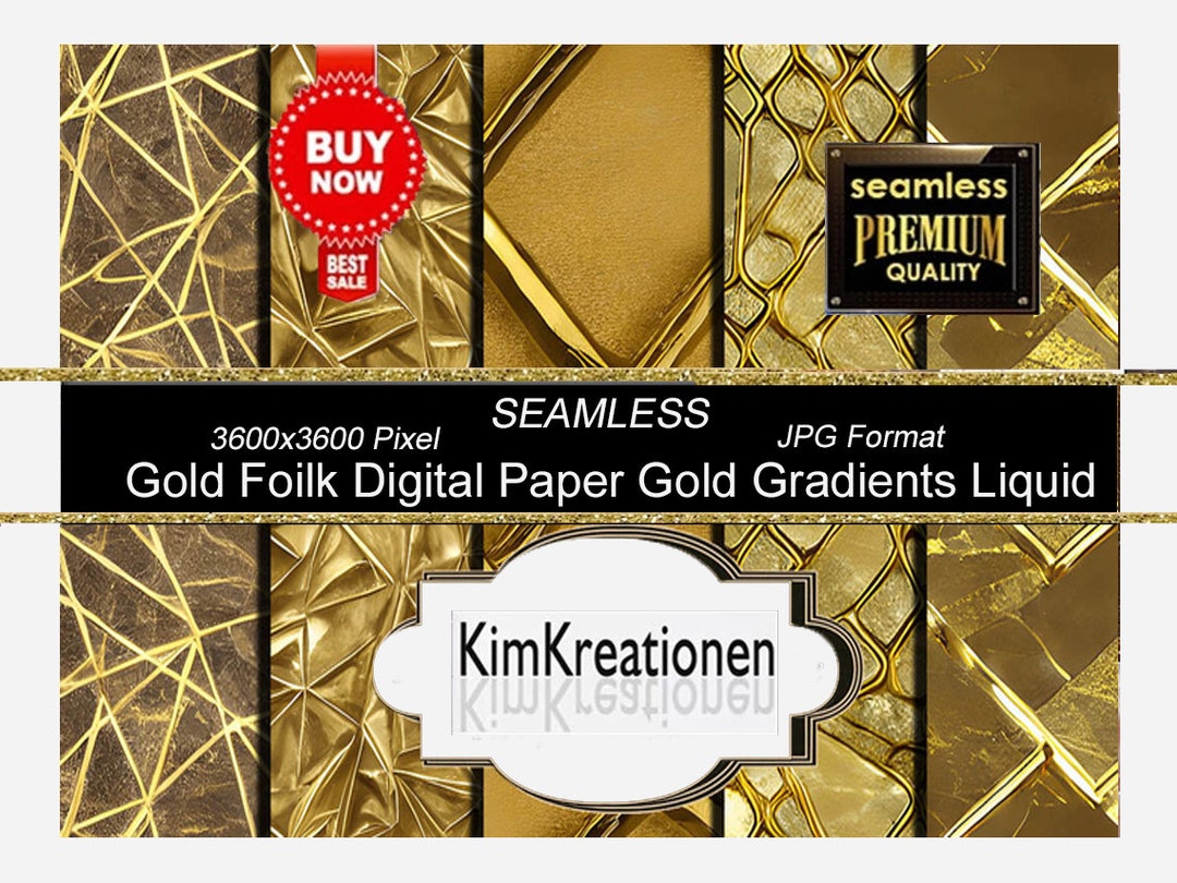 Gold Foil Digital Paper, Gold Gradients, Gold Background Texture, Gold ...