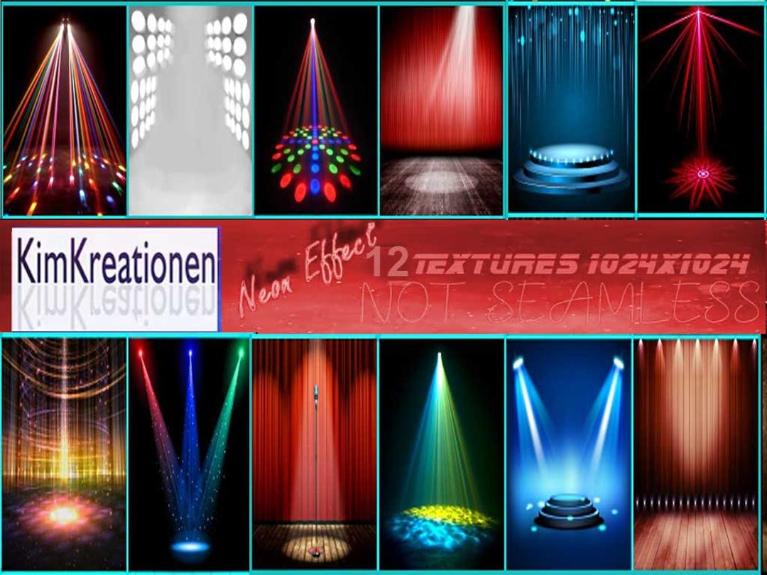 12 Stage Light Overlays Vol. 2, Spotlight Background Textures, Colored ...